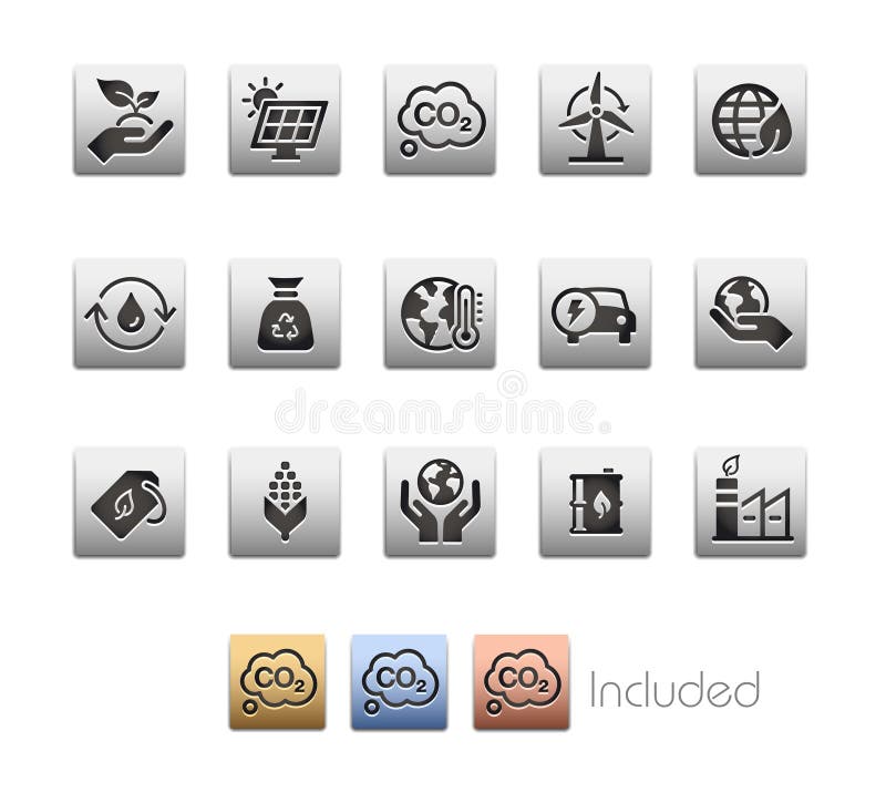 Ecology and Renewable Energy Icons // Metal Box Stock Vector ...