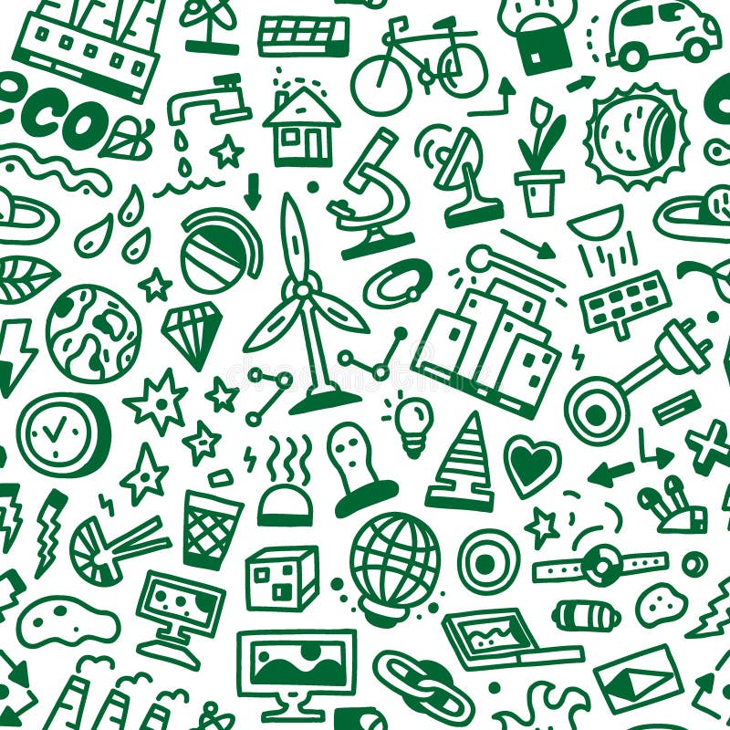 Ecology Seamless Pattern with Environment Icons. Stock Vector ...