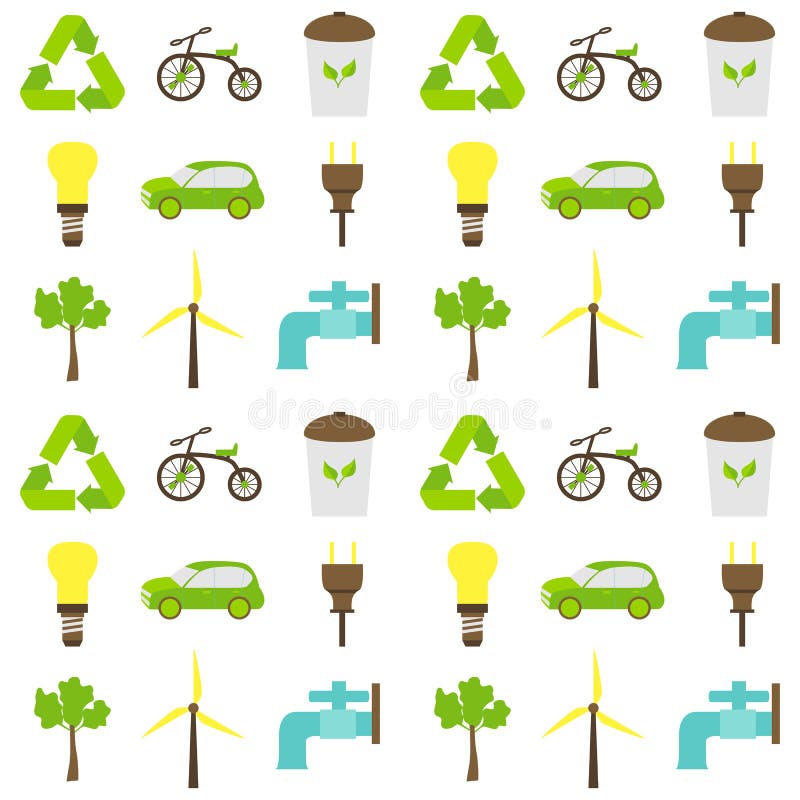 Ecology Seamless Pattern White Stock Vector - Illustration of plant ...