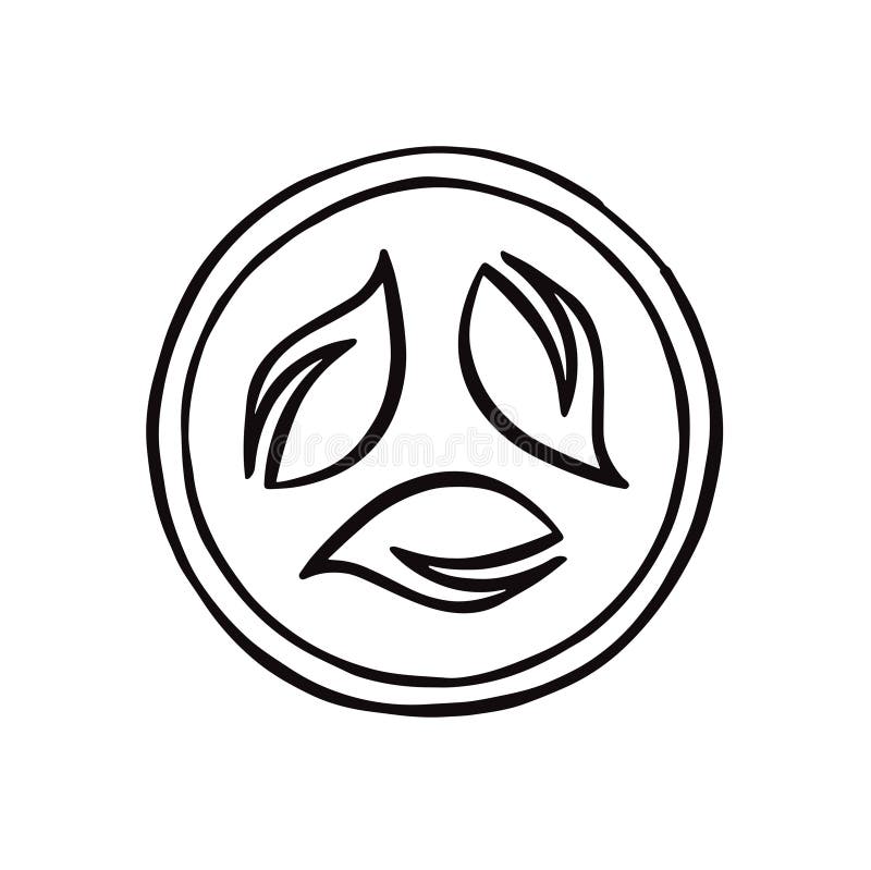 Ecology Sign Three Leaves Recycling Line Vector Hand Drawn Illustration ...