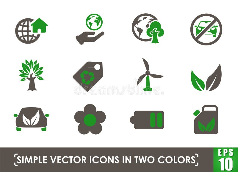 Ecology Simple Vector Icons Stock Vector - Illustration of atmosphere ...