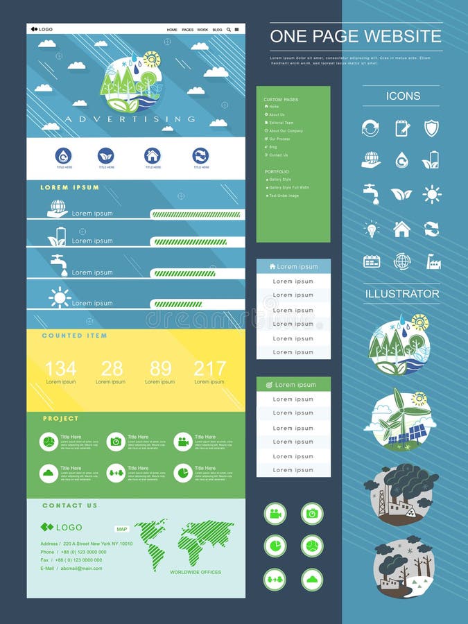 Modern Creative One Page Website Design Stock Vector - Illustration of ...