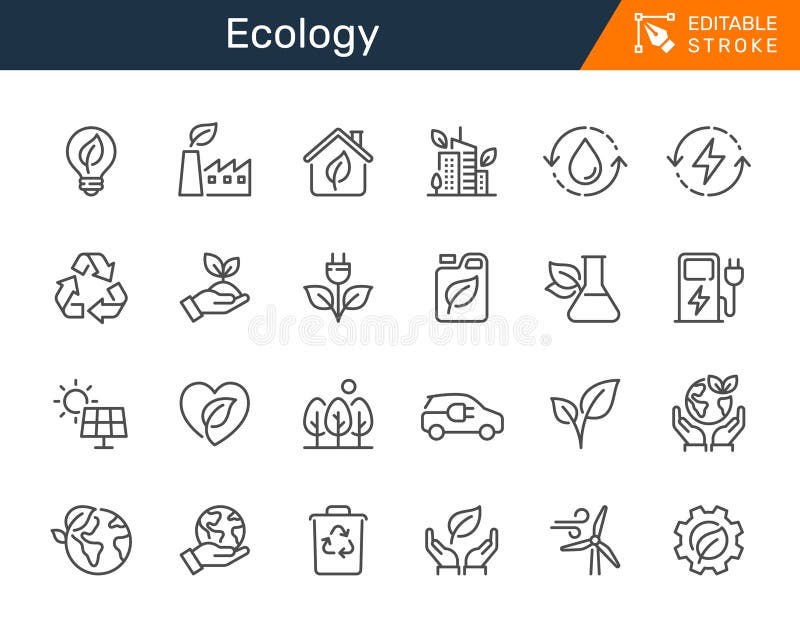 Ecology Thin Line Icons. Editable Stroke. Pixel Perfect Stock Vector ...