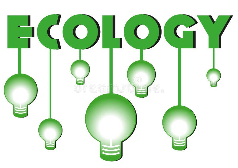 Ecology Title with Green Bulbs Stock Illustration - Illustration of ...