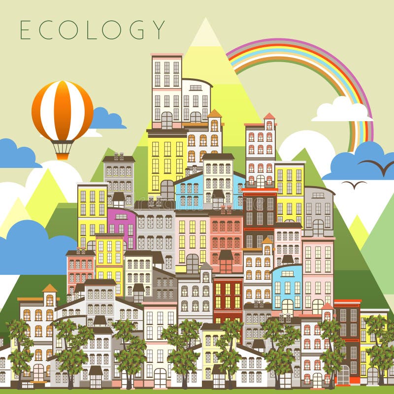 Ecology urban landscape stock vector. Illustration of land - 66986834