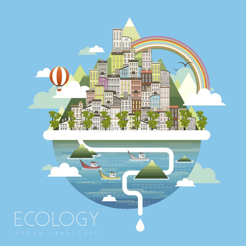 Ecology urban life scenery stock vector. Illustration of city - 66986648