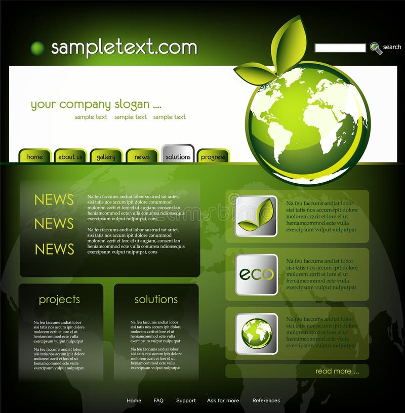 Green Nature Eco Web Template Stock Vector - Illustration of biological ...