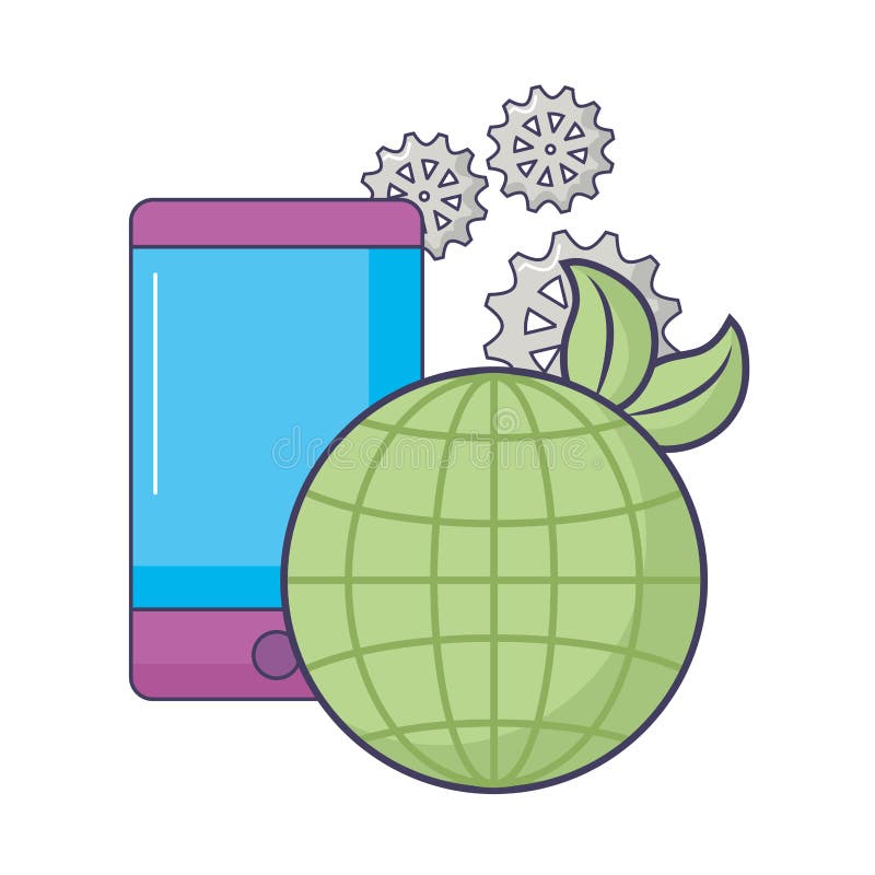 Ecology World Smartphone Device Technology Stock Illustration ...