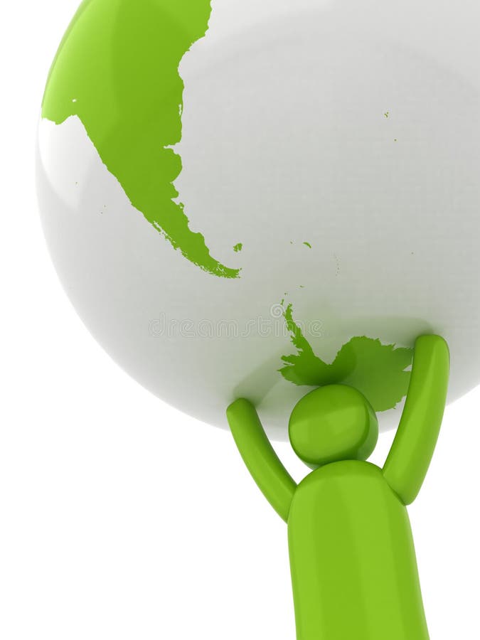 Ecoman holding Earth stock illustration. Illustration of green - 14178396
