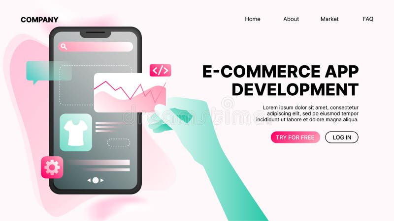 Ecommerce App Development. Landing Page Template Stock Vector ...