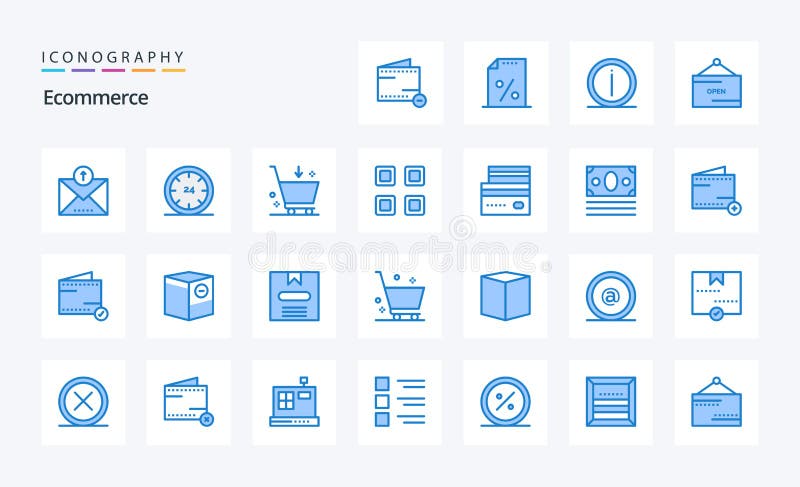25 Ecommerce Blue Icon Pack Stock Vector - Illustration of page, wallet ...