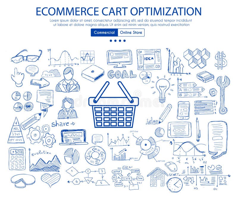 Ecommerce Cart Optimization Concept with Business Doodle Design Stock ...