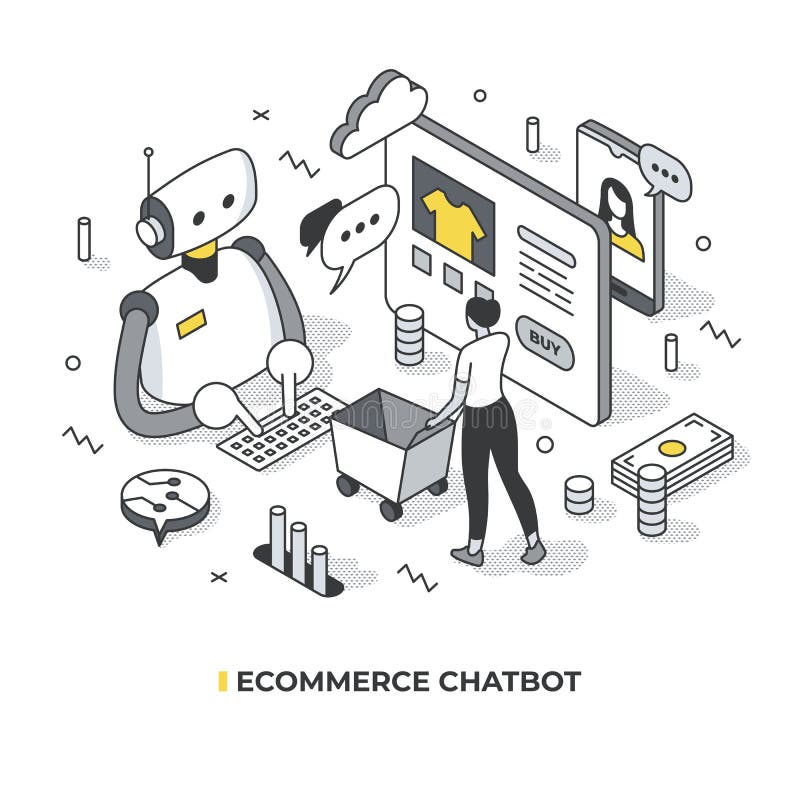 Ecommerce Chatbot Isometric Scene Stock Vector - Illustration of ...