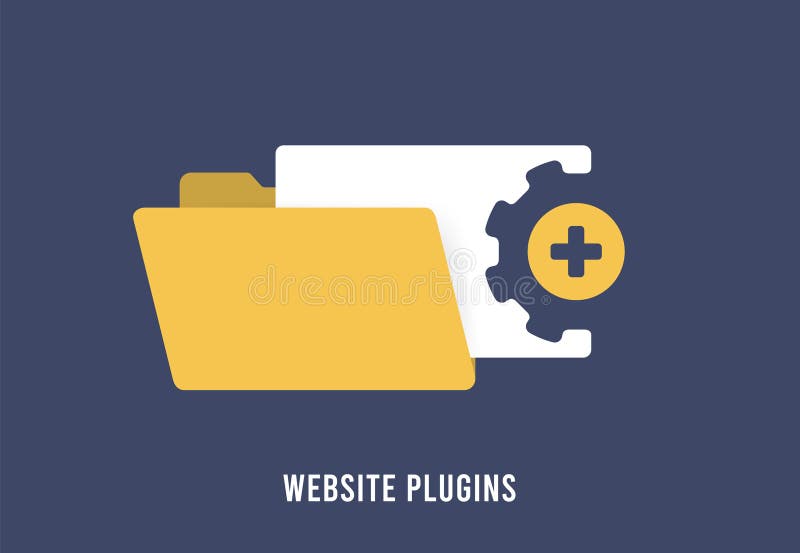 Ecommerce CMS Website Plugins Vector Icon with Yellow Folder and Files ...