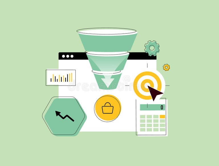Ecommerce Conversion Funnel Illustrating Conversion Optimization, Funnel Metrics and Conversion ...