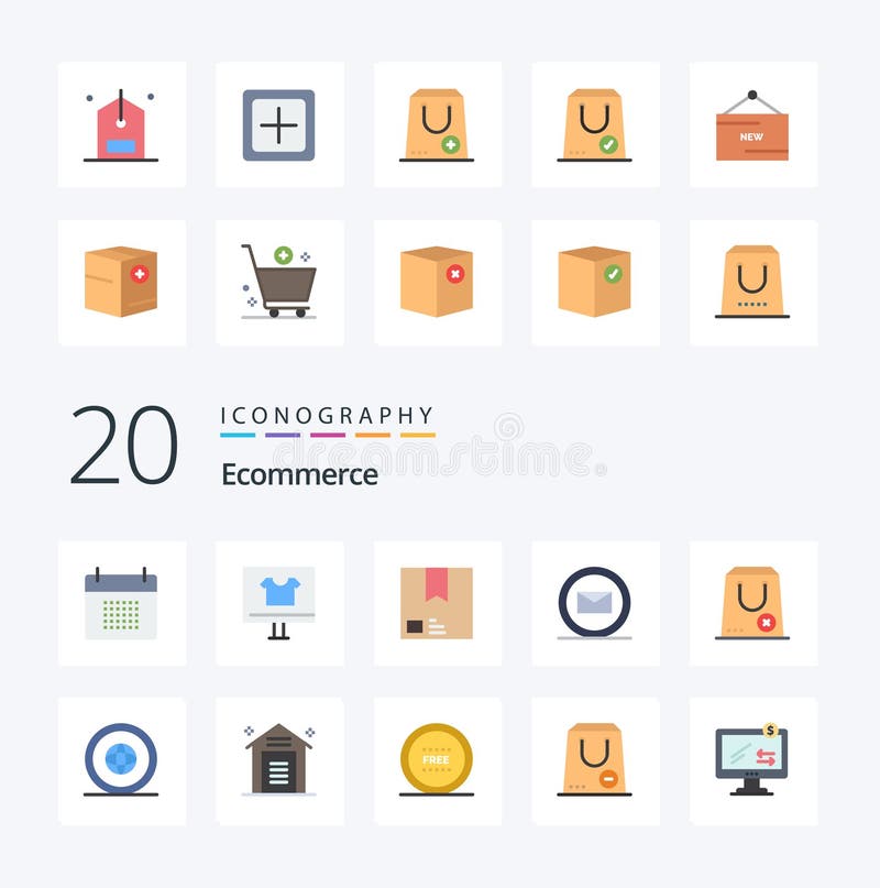 20 Ecommerce Flat Color Icon Pack Like E Commerce Email Commerce ...