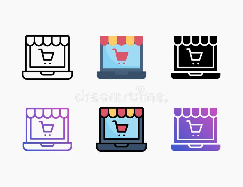 Ecommerce Icon Set with Different Styles. Stock Vector - Illustration ...