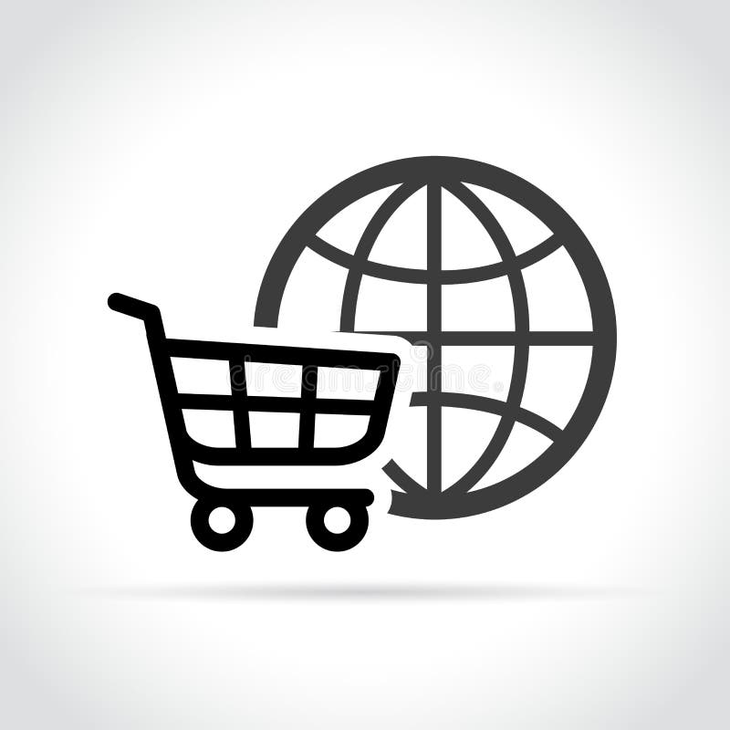 Ecommerce Icon on White Background Stock Vector - Illustration of globe ...