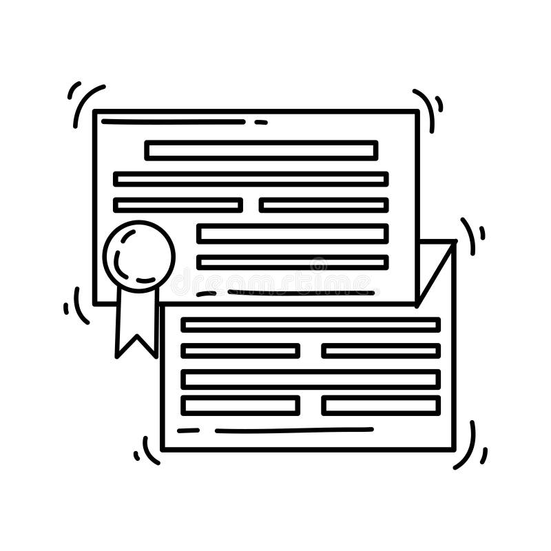 Ecommerce License. Hand Drawn Icon Set, Outline Black, Doodle Icon ...