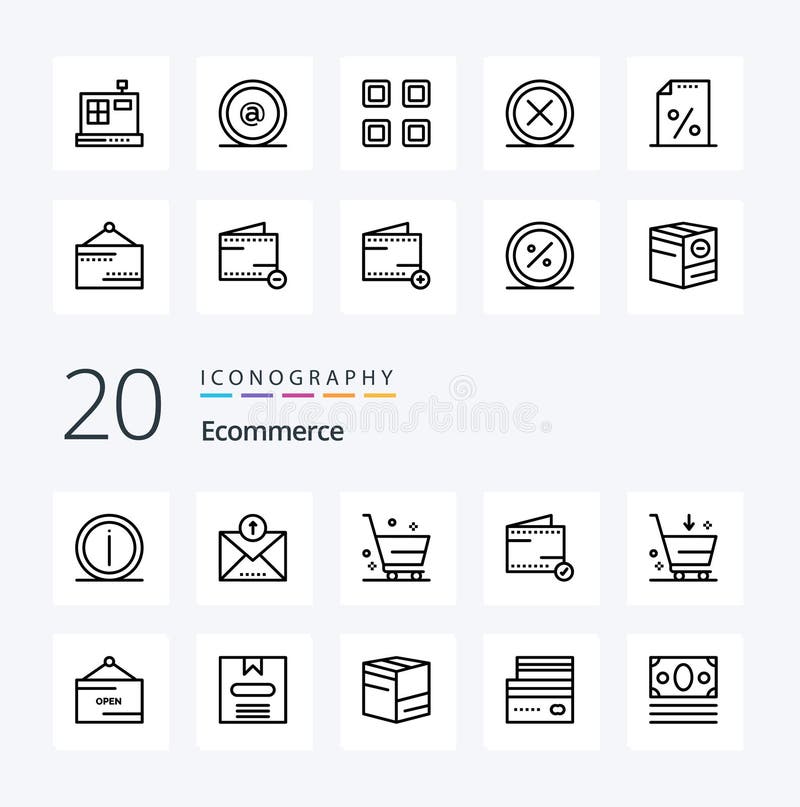 20 Ecommerce Line Icon Pack Como E-mail E Send Commerce Shopping ...
