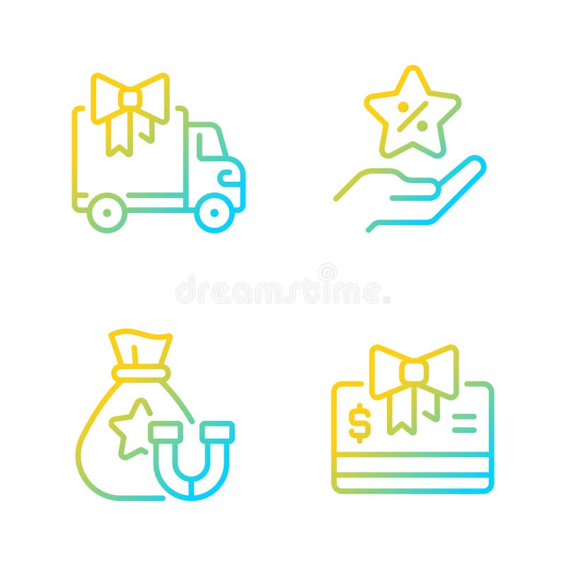 Ecommerce Marketing Gradient Linear Vector Icons Set Stock Vector