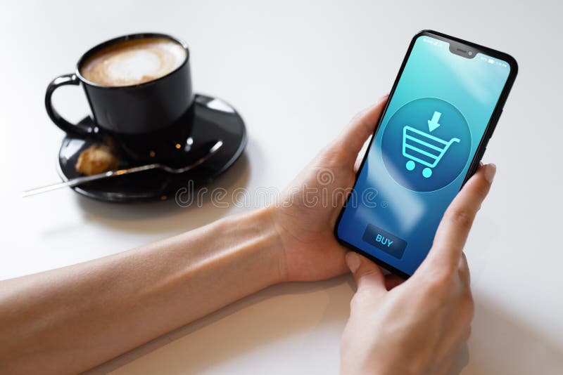 Ecommerce Online Shopping On Mobile Phone Screen. Stock Image - Image ...