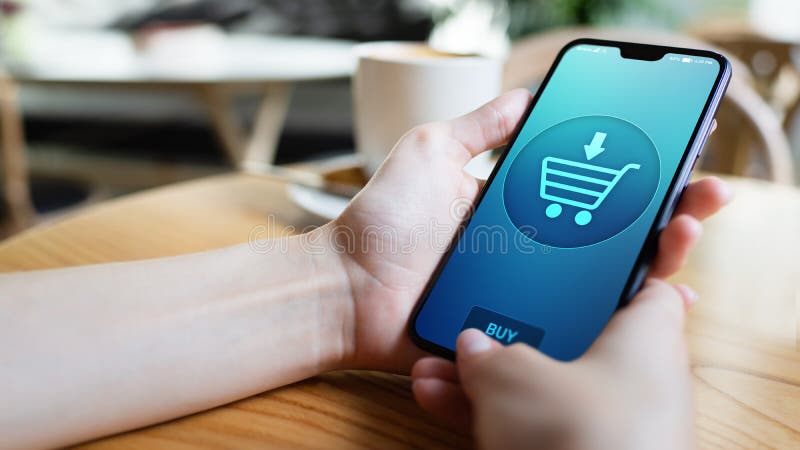 Ecommerce Online Shopping on Mobile Phone Screen. Stock Image - Image ...