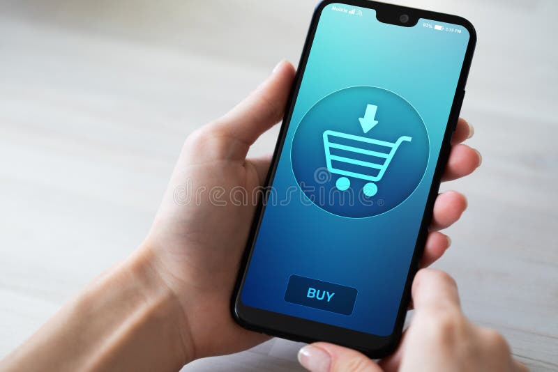 Ecommerce Online Shopping on Mobile Phone Screen. Stock Photo - Image ...