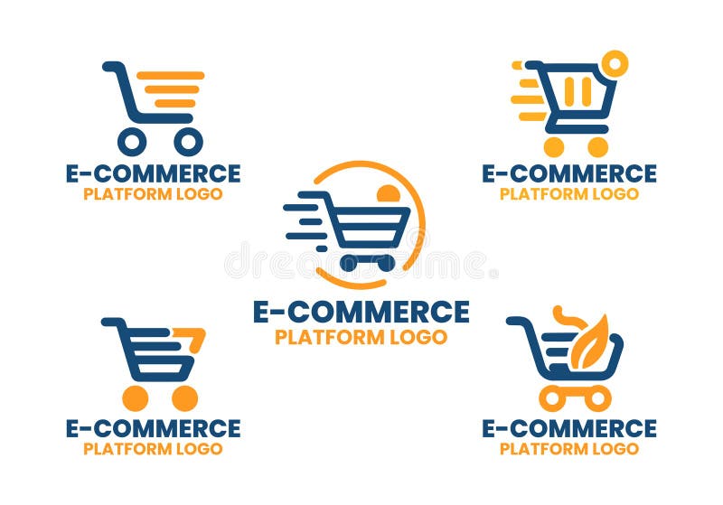 5 ECommerce Platform Logo Set Professional Digital Branding Stock Vector - Illustration of ...