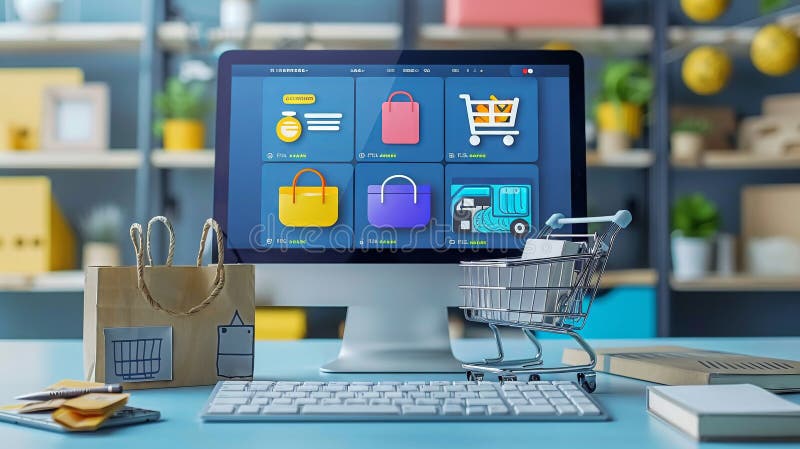 Ecommerce Site on a Computer with Digital Marketing Tools for Search ...