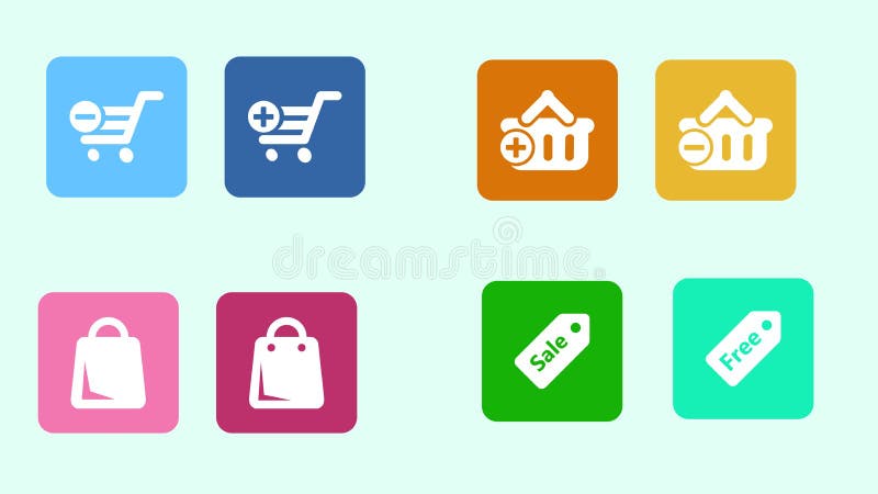 E-commerce Square Icon Set for Business Presentation, Infographic Stock ...