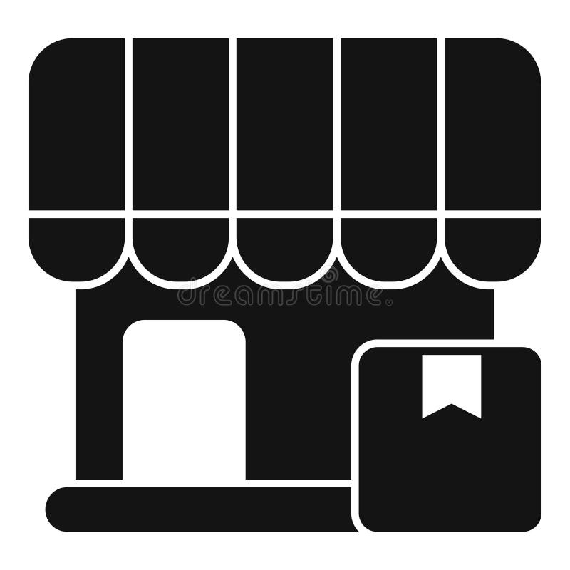 Ecommerce Store Building with Striped Awning and Parcel Ready for ...