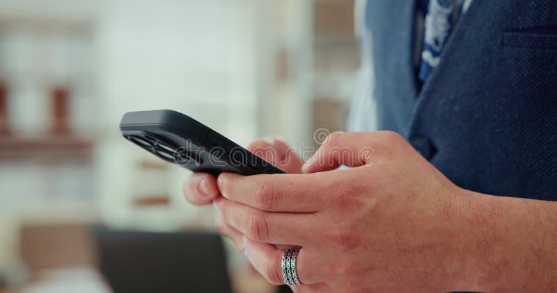 Ecommerce, Typing and Hands with Smartphone, Office and Communication ...