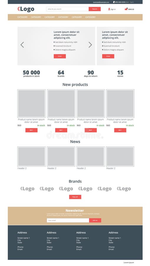 Ecommerce Website Template, Modern Vector Flat Design Layout. Internet ...