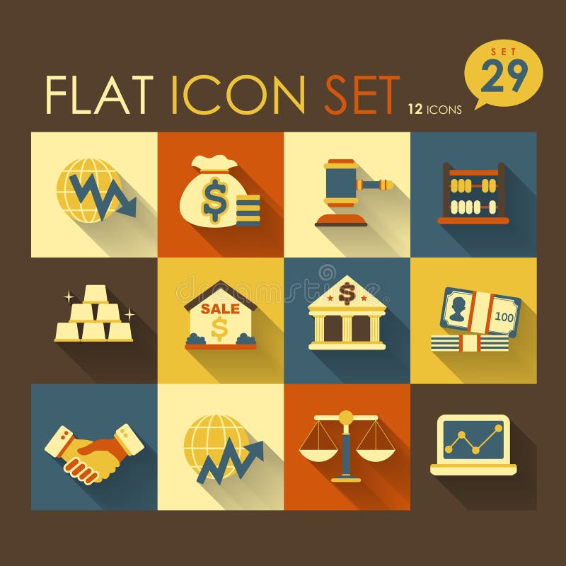 Economic Activities & Financial Icon Set Stock Vector - Illustration of ...