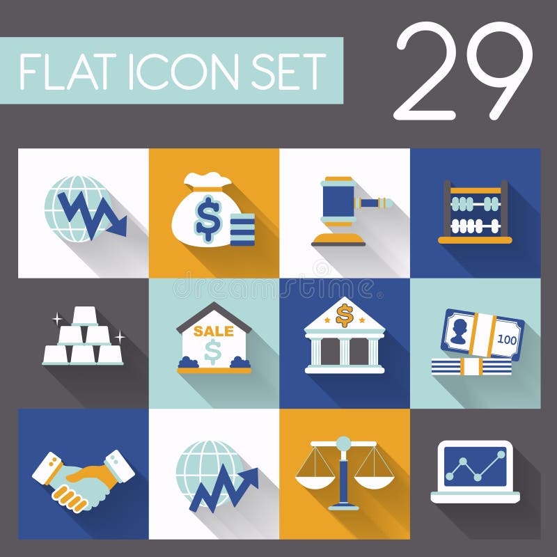 Economic Activities and Financial Icon Set Stock Vector - Illustration ...