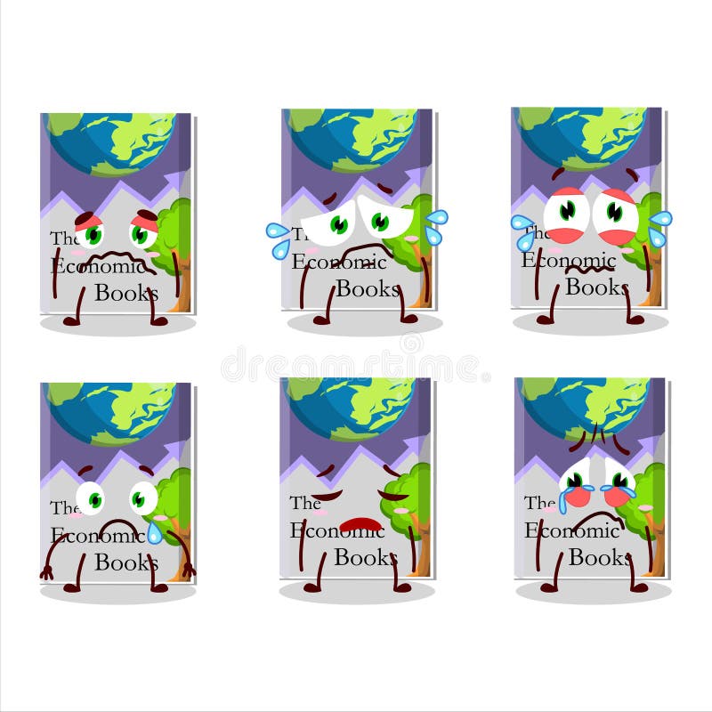 Economic Books Cartoon Character with Sad Expression Stock Vector ...