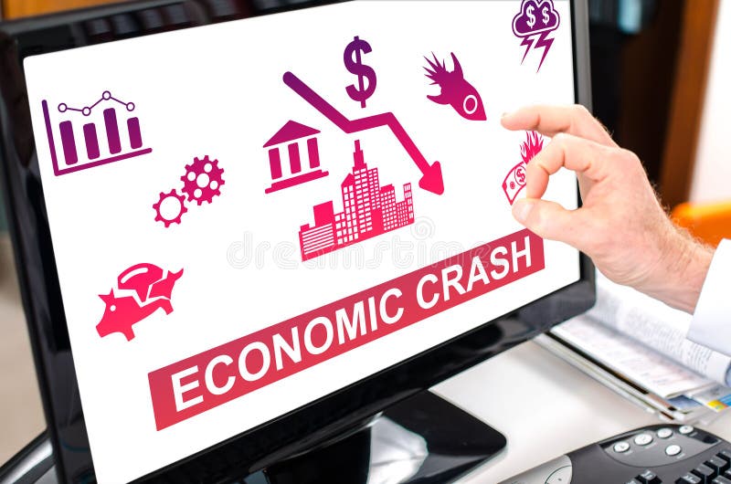 Economic Crash Concept on a Computer Monitor Stock Image - Image of ...