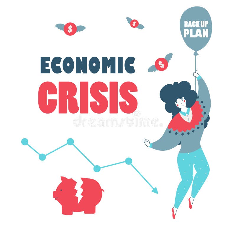 Economic Crisis Back Up Plan Cartoon Flat Vector Illustration. Stock ...