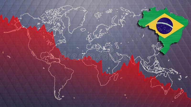 Economic Crisis Brazil Map and Flag Stock Illustration - Illustration ...