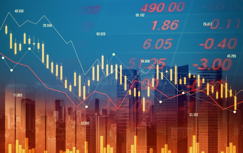 Declining Graphs and Digital Indicators Overlap Modernistic City ...