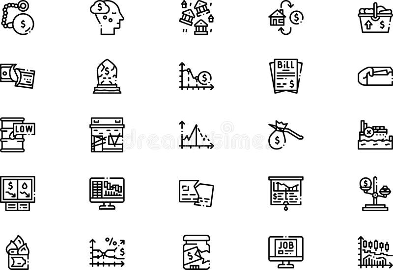 Economic Crisis Icons Collection is a Vector Illustration with Editable ...