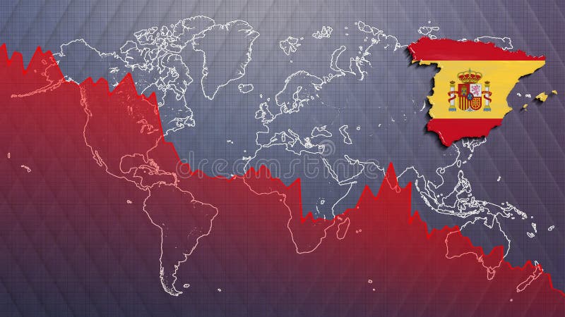 Economic Crisis Spain Map and Flag Stock Illustration - Illustration of ...