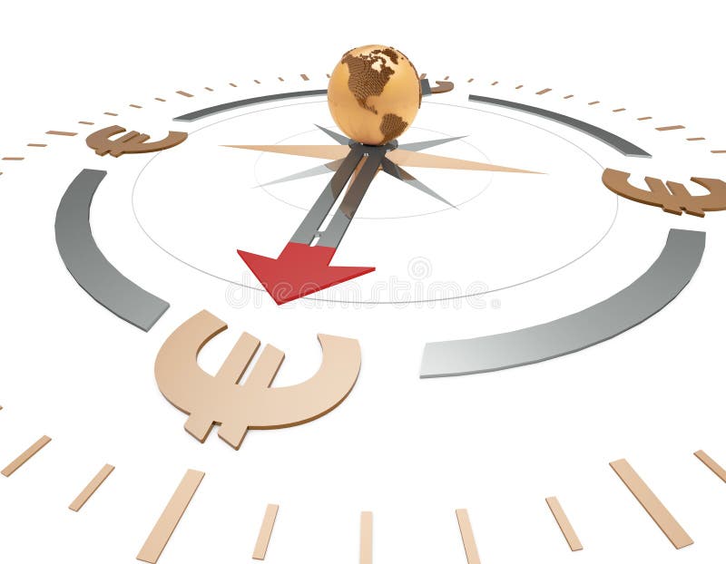 Globe and Compass Euro Currency Symbol, Global Economic Development and ...