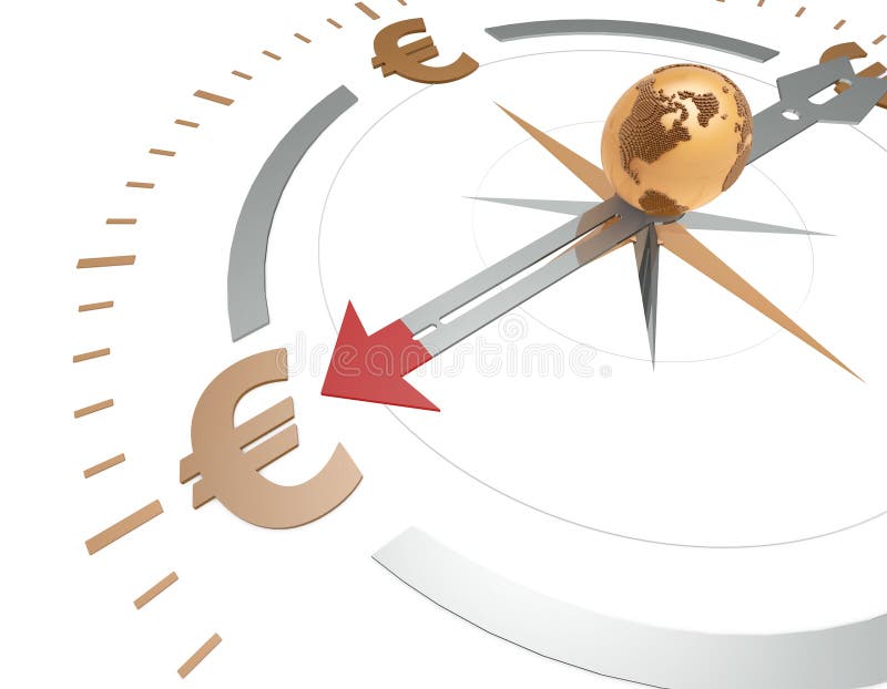 Globe and Compass Euro Currency Symbol, Global Economic Development and ...