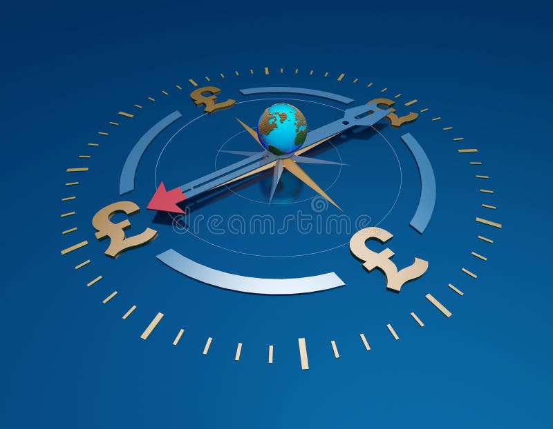 Globe and Compass Pound Sterling Currency Symbol, Global Economic ...