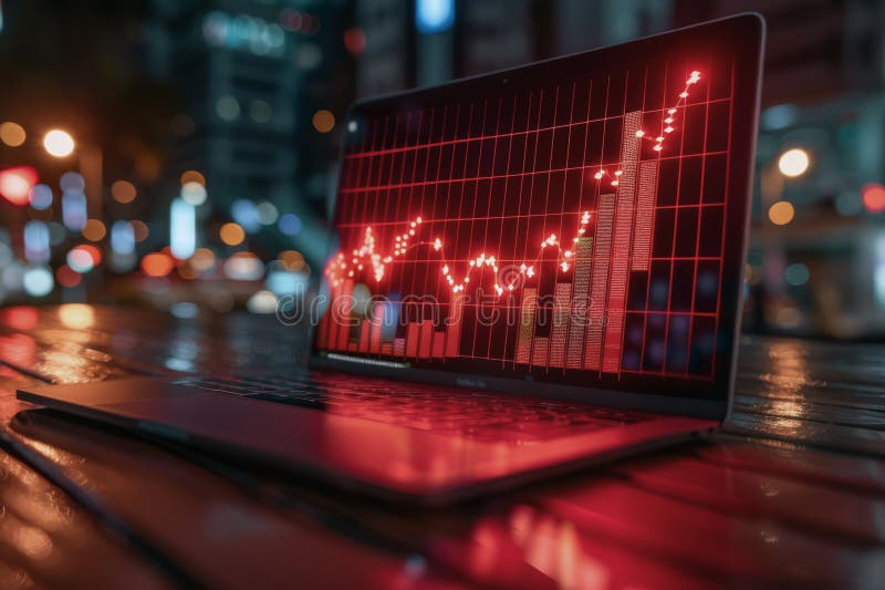 Economic Development in Focus, Growth Charts on Your Laptop Stock ...