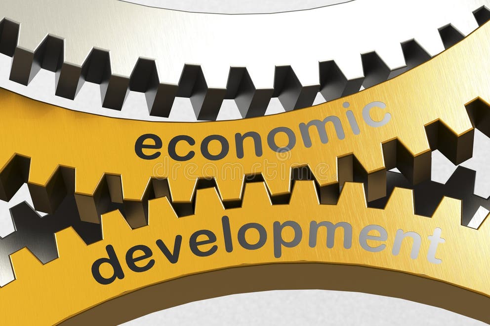 Economic Development Word on the Golden Gear Stock Illustration ...