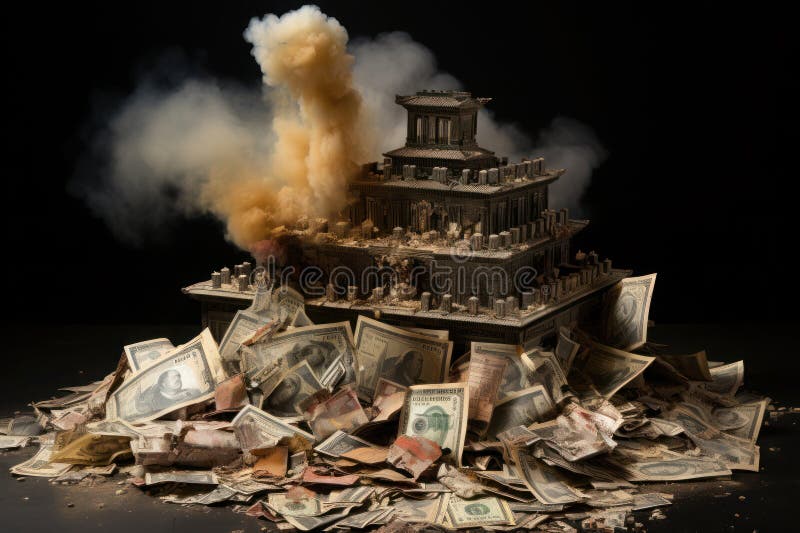 Economic Disruption with Ruin Bulding and Fallen Money Value Stock ...