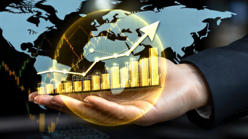 Economic Evolution: Visual Progress, Upward Arrows, Glowing Data, Financial Rise, Performance ...